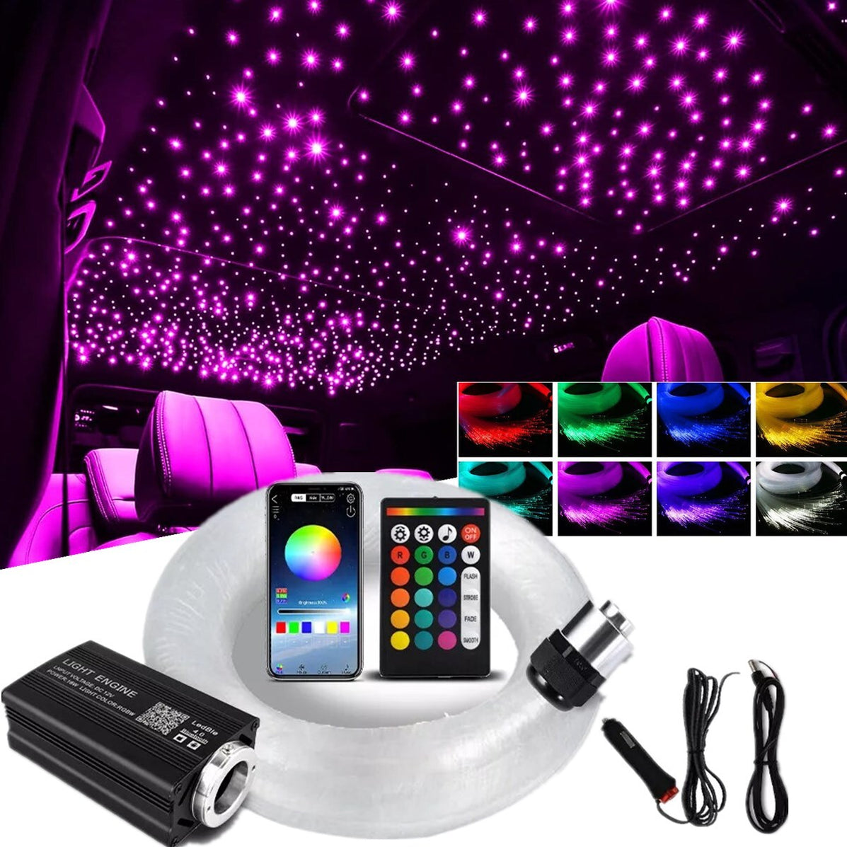 Car Fiber Optic Interior Lights | RGB LED Strip for Cars | Music Sync ...