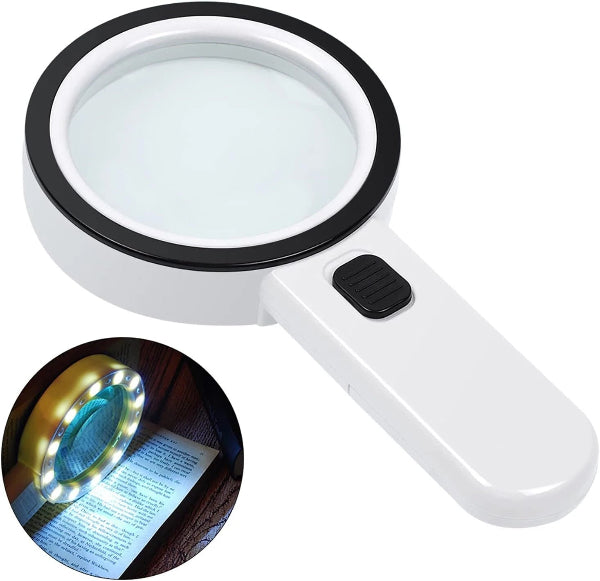 30X Magnifying Glass with Light | Real Glass Lens | 12 LED Lights ...