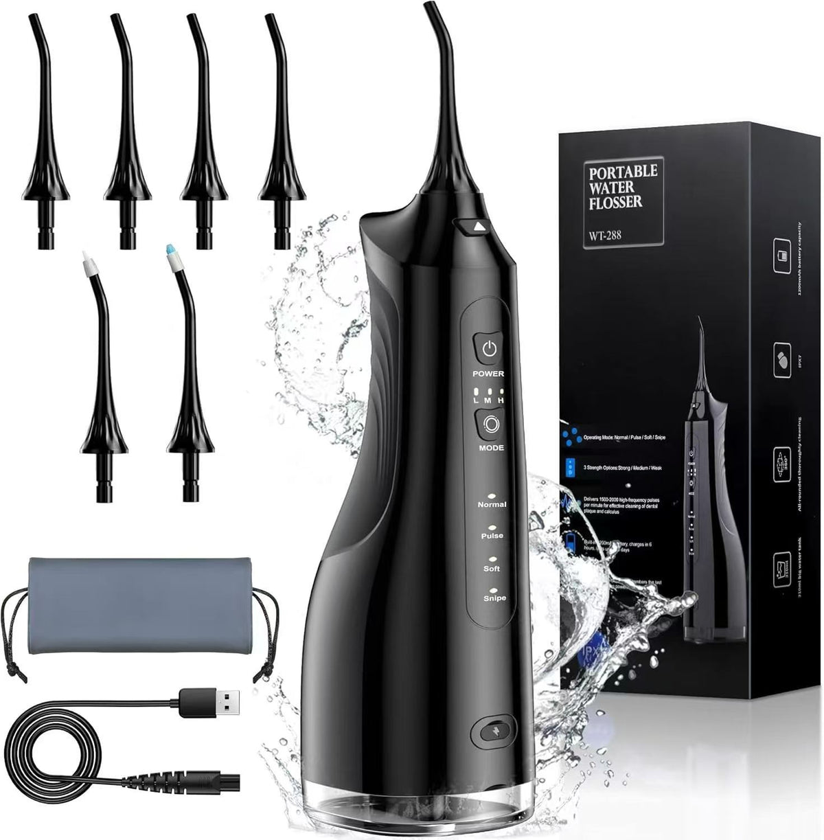 Portable Water Flosser | Handheld Dental Irrigator | 5 Modes | USB ...